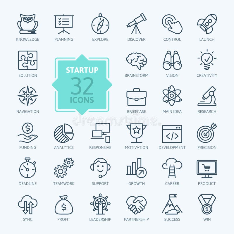 Geplaatste Het Pictogram Van Het Overzichtsweb - Startproject Vector ...