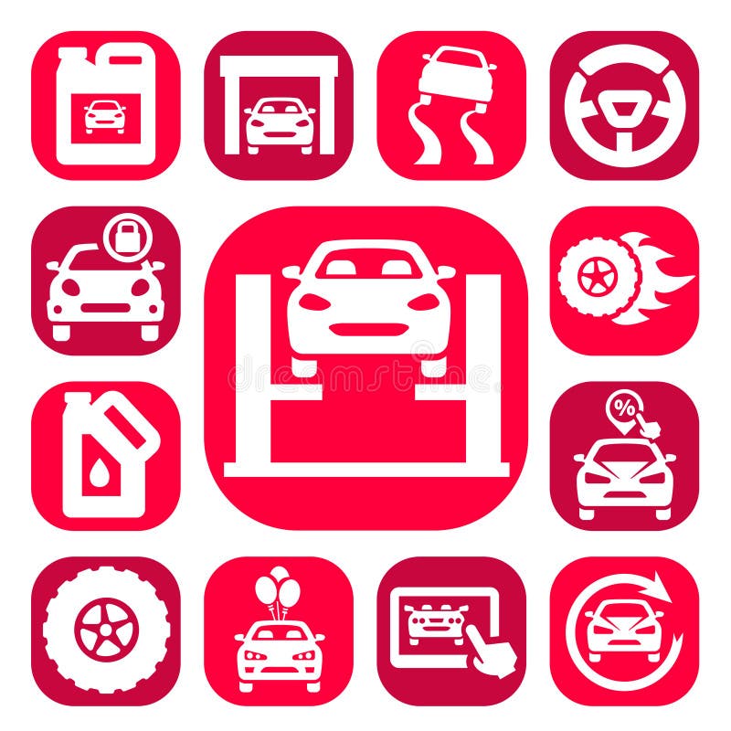 Auto Geplaatste Pictogrammen Vector Illustratie - Illustration of ...