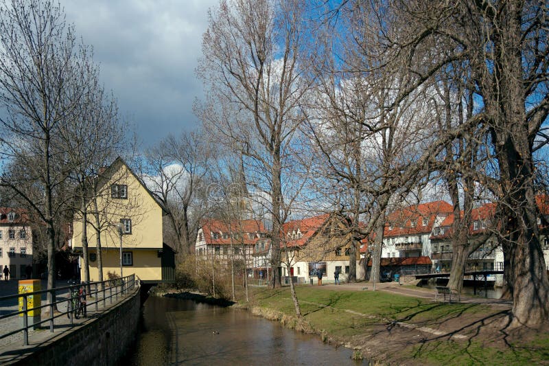 Gera River, Erfurt, Germany Editorial Photography - Image of bank ...