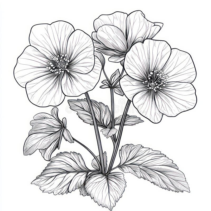 Line Drawing Geranium Leaf Stock Photos - Free & Royalty-Free Stock ...