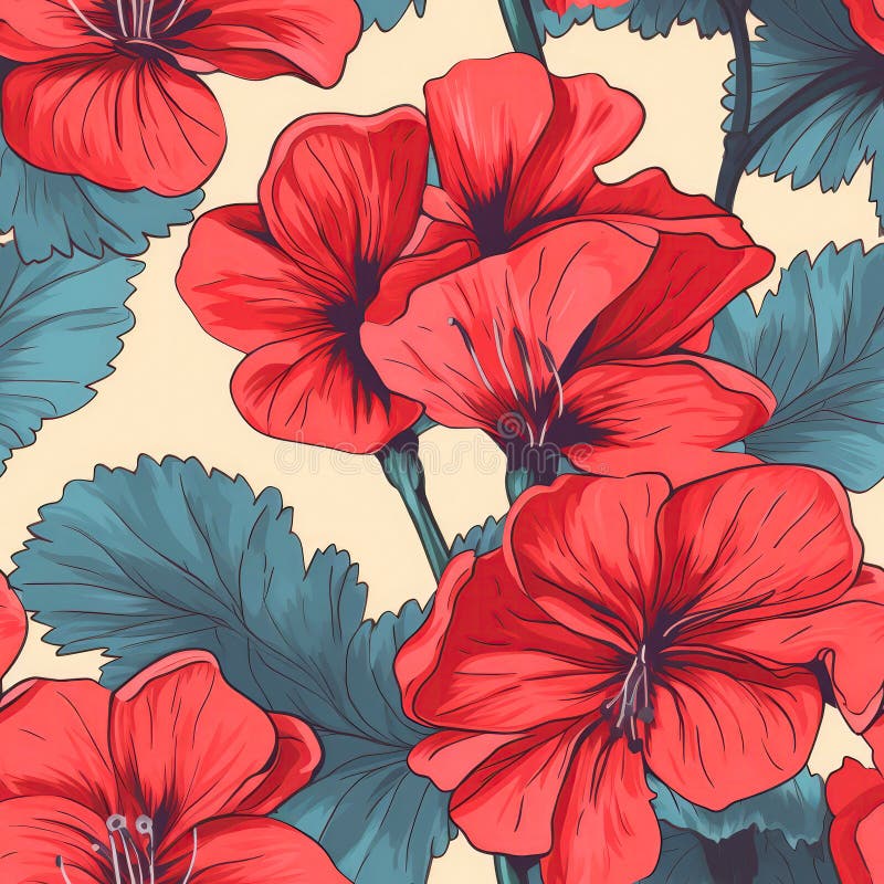 Geraniums Closeup, Background . Seamless Background. Generative AI ...
