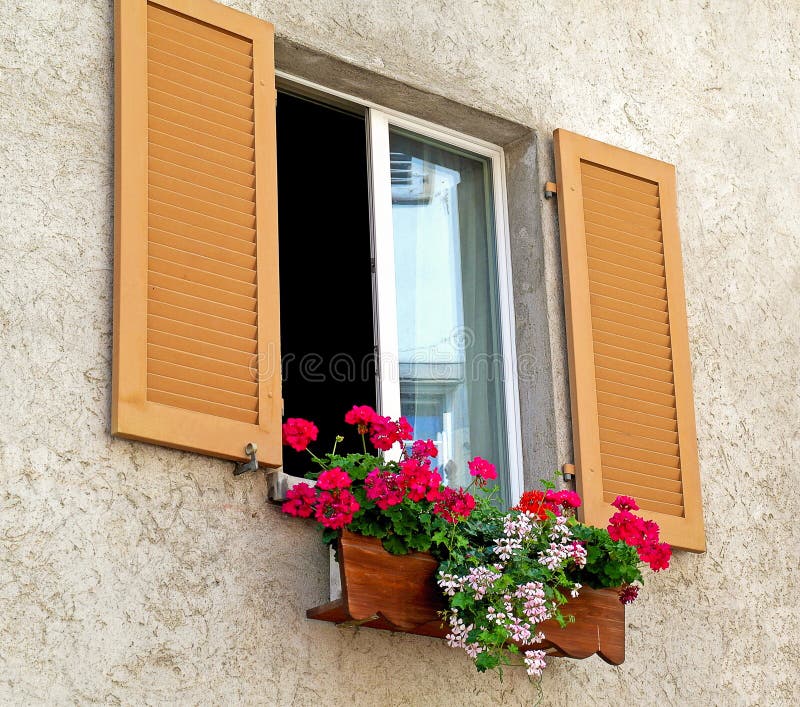 Geraniums in window box stock photo. Image of geranium - 23270200