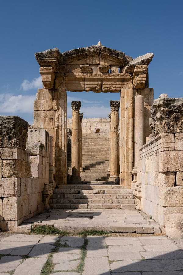 Gerasa or Jerash Cathedral Gateway Stock Photo - Image of jordan ...