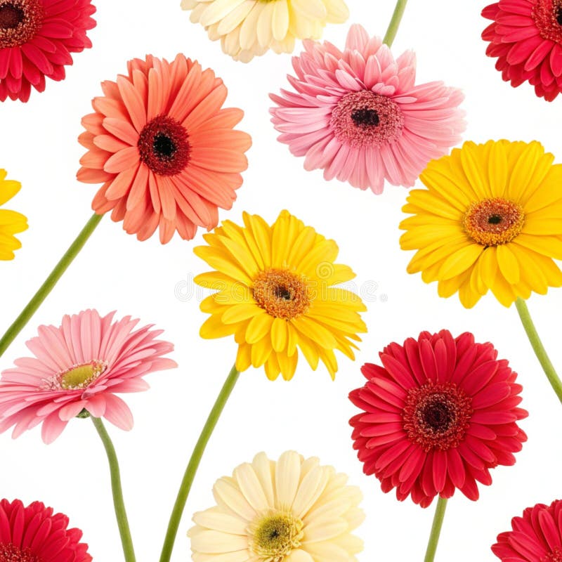 Gerbera Daisy Pattern Isolated on White Background Stock Illustration ...