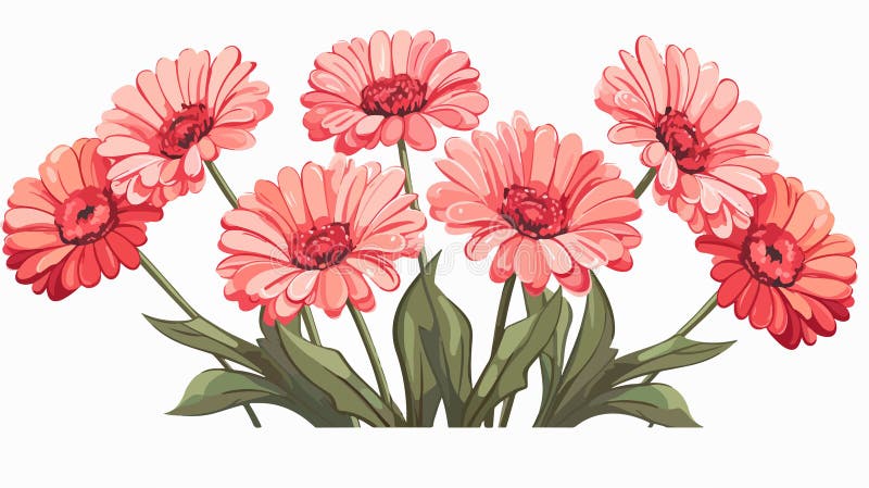 Gerbera Flower Vector Drawing Cartoon Style Stock Vector - Illustration ...