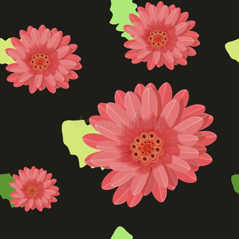 Gerbera Flowers Seamless on a Dark. Vector Illustration Stock Vector ...