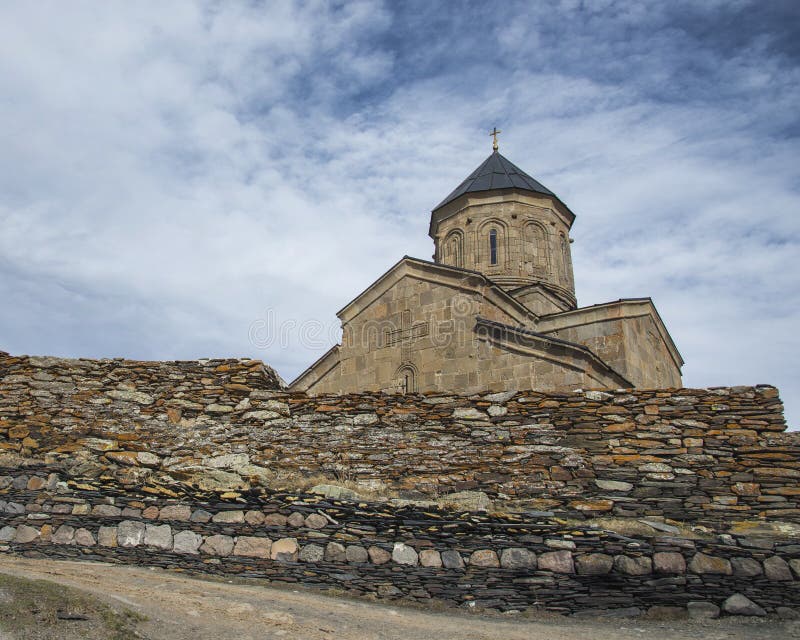 Gergeti Trinity Church, Georgia Stock Image - Image of hill, gergeti ...