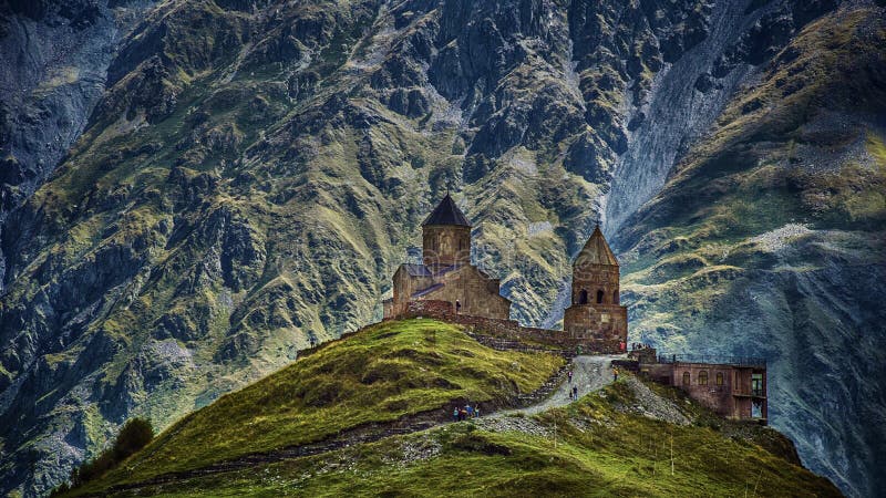 Gergeti Trinity Church Georgia Stock Photo - Image of trinity, view ...