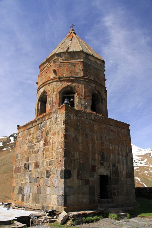 Gergeti Trinity Church stock photo. Image of trip, tsminda - 170370676