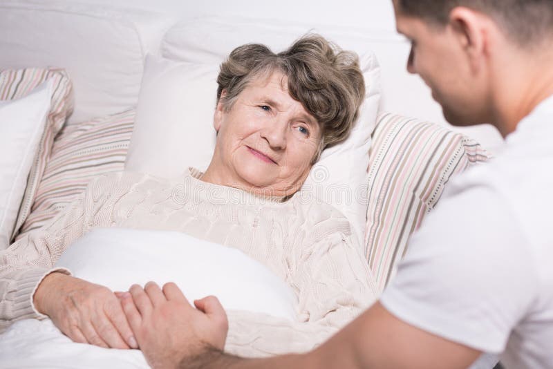 Geriatric Ward Patient with Grandson Stock Photo - Image of healthcare ...