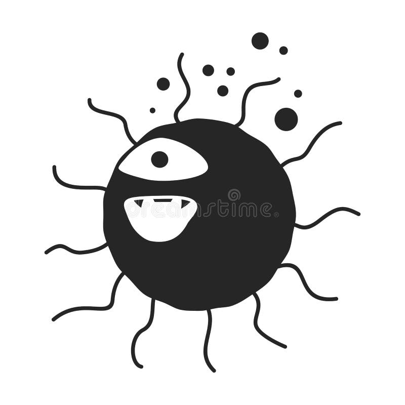 Germ of Bacteria Vector Icon.Black,simple Vector Icon Isolated on White ...