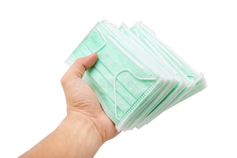 Germ Protection Mask in the Hand on a White Background Stock Photo ...