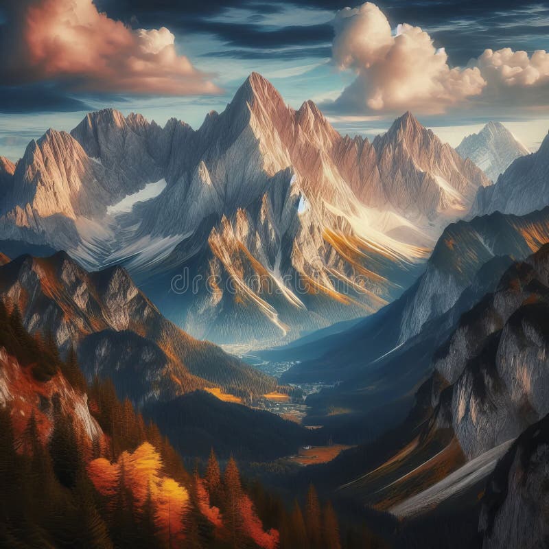 The German Alps Germany Towering Mountain Peaks with a Stunni Stock ...