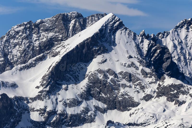 German Alpspitze Mountain Near Garmisch Partenkirchen Stock Photo ...
