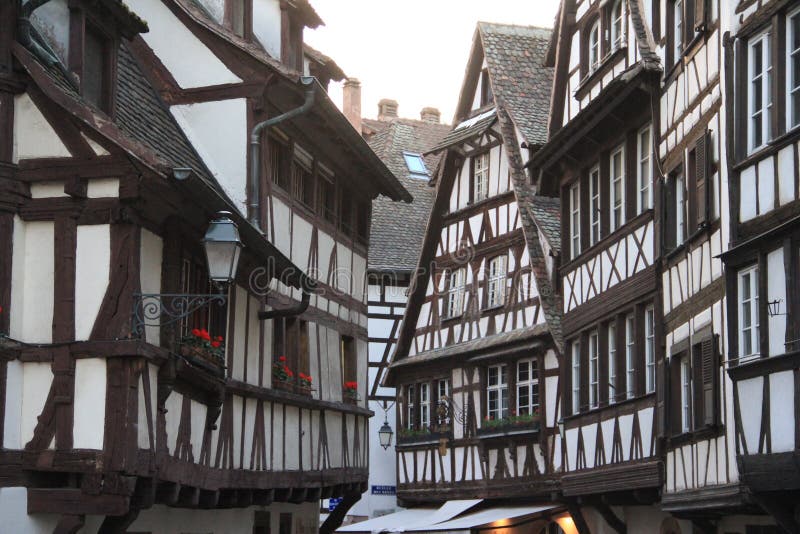 .German Architecture Half-timbered House Facades Strasbourg Stock Photo ...