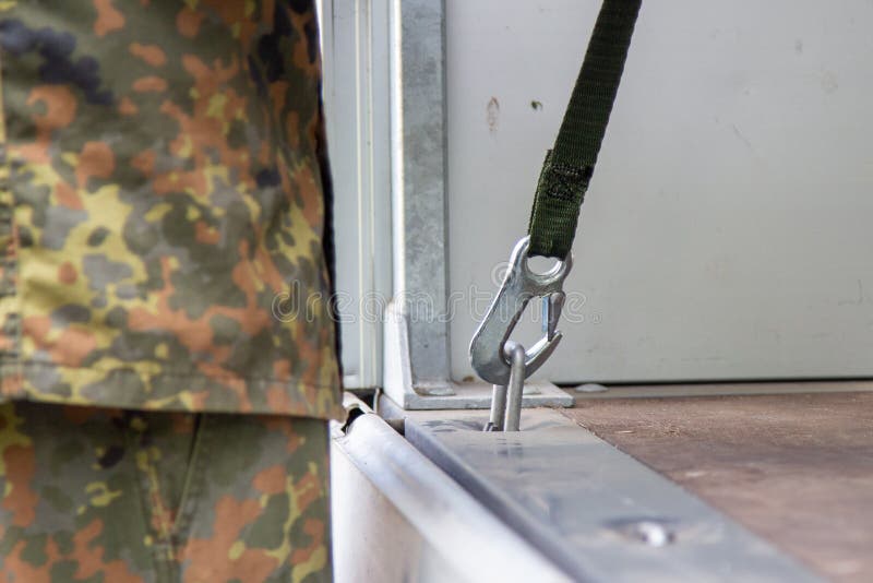 Army Soldier Lashed Cargo with Lashing Material Stock Photo - Image of ...