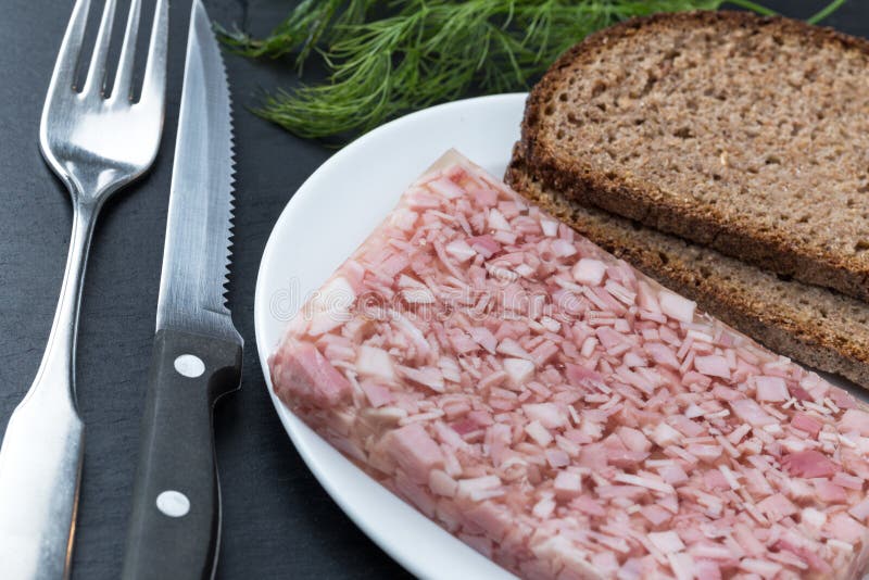 German aspic meat stock photo. Image of brawn, fork, product - 79422976