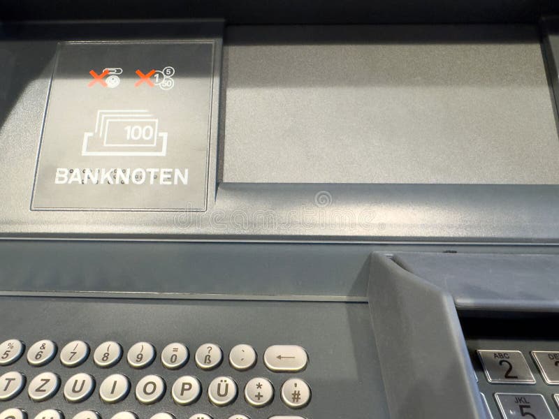German Atm Interface Displaying Instructional Icons and Keypad Details ...