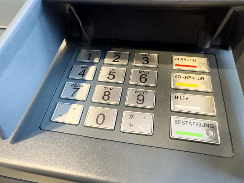 German Atm Keypad with Numbered and Function Keys in Close-up View ...