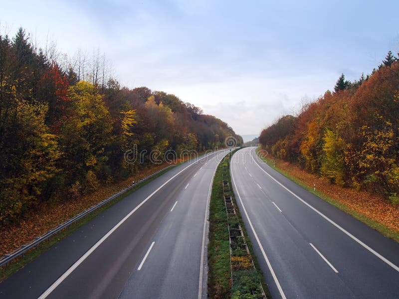 German Autobahn in the Autumn Stock Image - Image of perspective ...