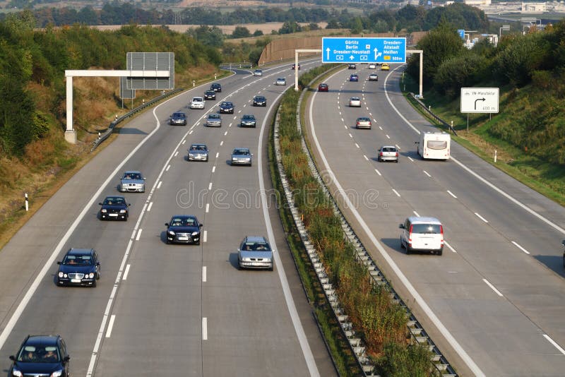 German Autobahn with Exit To Dresden Stock Image - Image of european ...