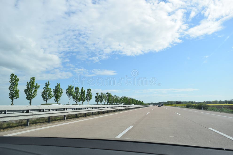German Autobahn from Inside Car Stock Image - Image of trees, german ...