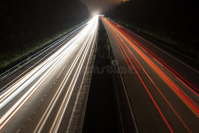German Autobahn Traffic Lights at Night Stock Photo - Image of abstract ...