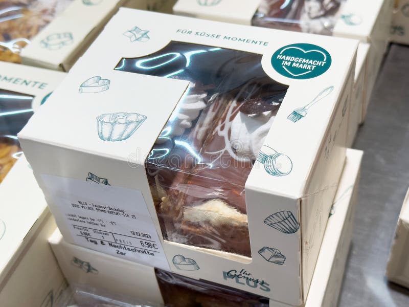 German Bakery Packaging with Pastries and Labeling Details Editorial ...