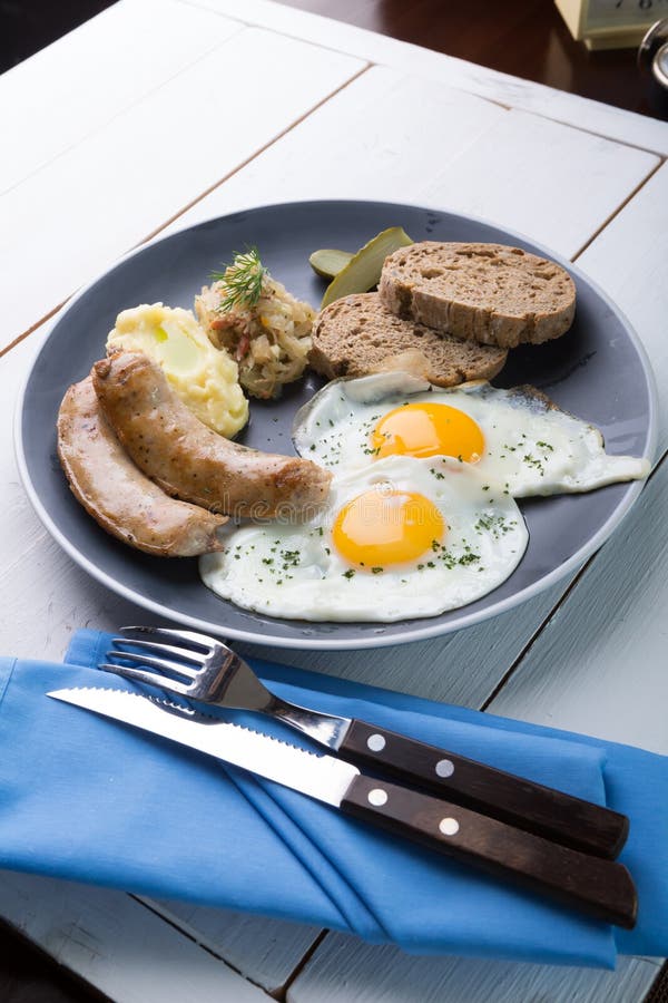 German Breakfast on a Grey Plate Stock Photo - Image of dish, cucumber ...