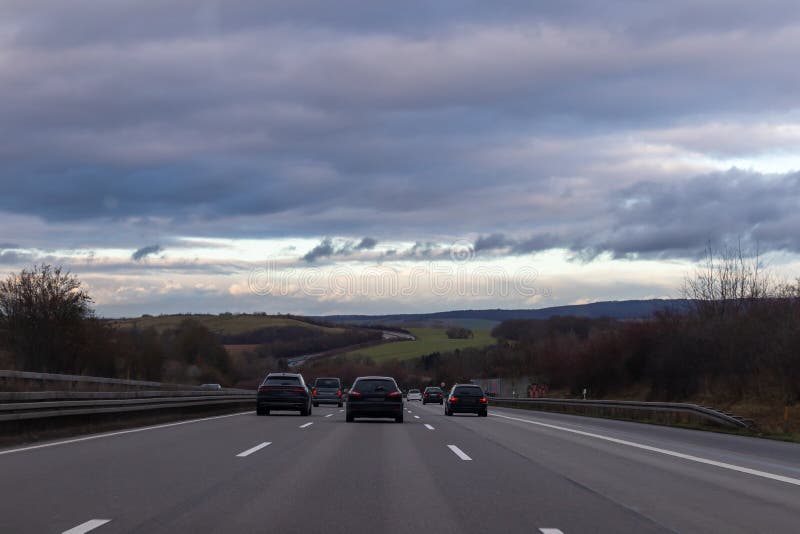 German Broad Eight Lane Highways without Speed Limits Low Angle Shot ...