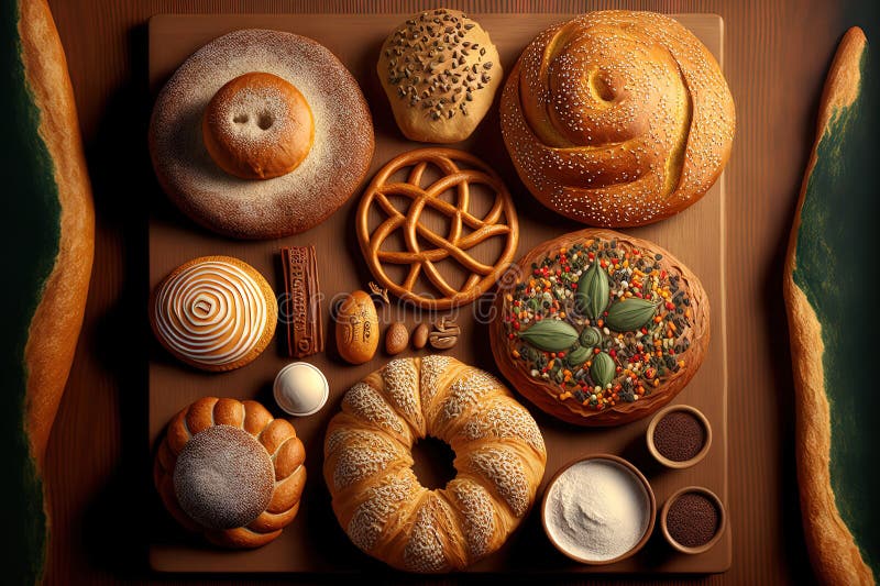 German buns and breads stock illustration. Illustration of artisanal ...