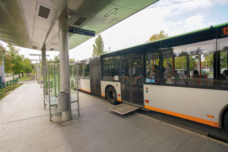 German Bus in Hannover with a Special Platform that Extends for ...
