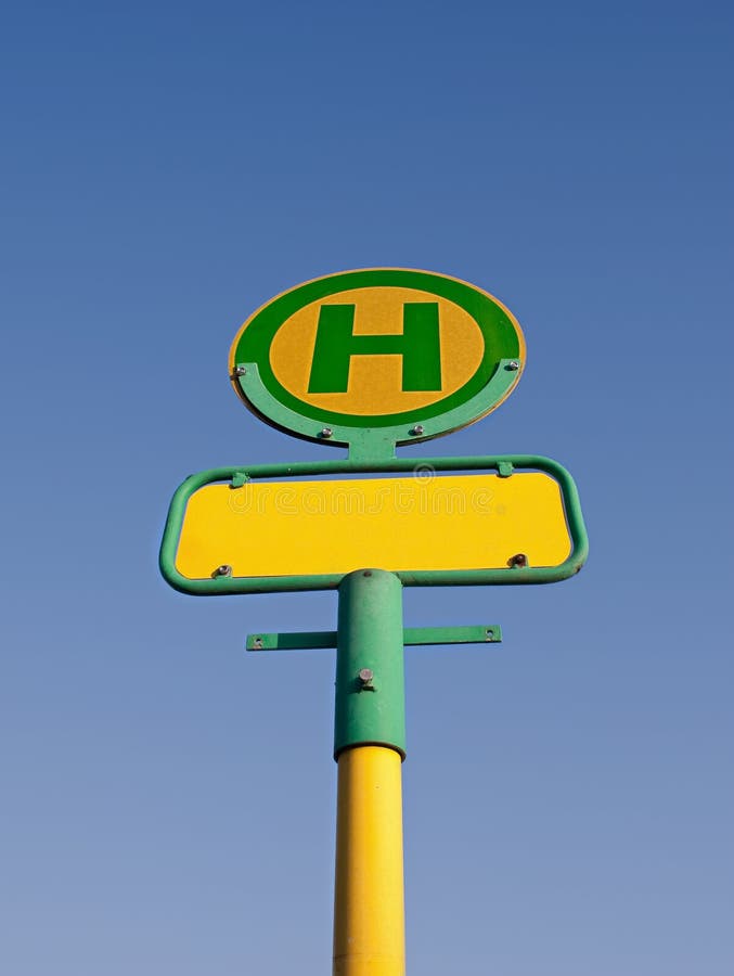 German Bus Stop Sign, Name Removed Stock Image - Image of bright, road ...