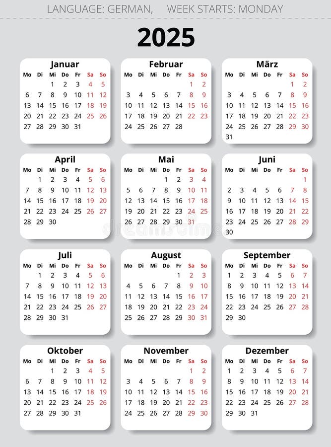 Business Calendar 2025 in a Minimalist Style, Vector Illustration ...