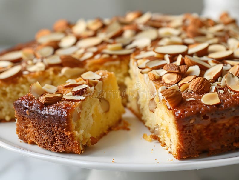 German Butter Cake Topped with Almond Stock Illustration - Illustration ...
