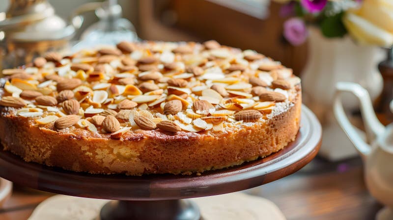 German Butter Cake Topped with Almond Stock Illustration - Illustration ...