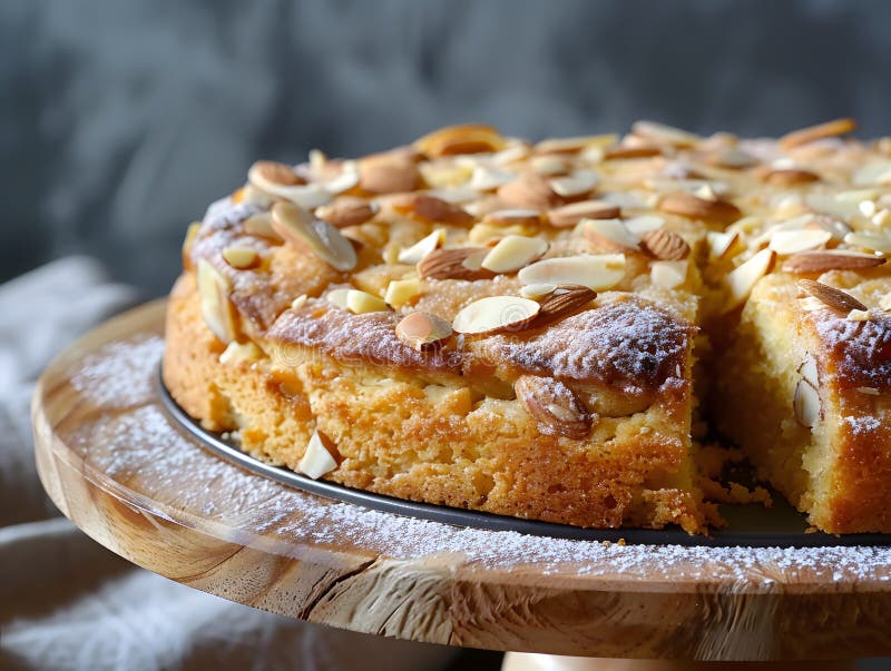 German Butter Cake Topped with Almond Stock Illustration - Illustration ...