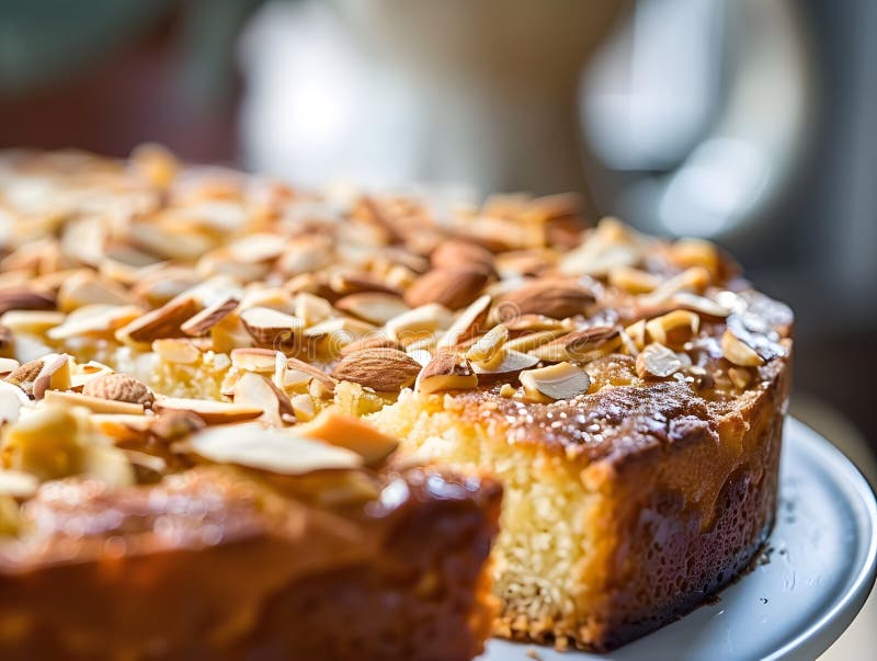 German Butter Cake Topped with Almond Stock Illustration - Illustration ...