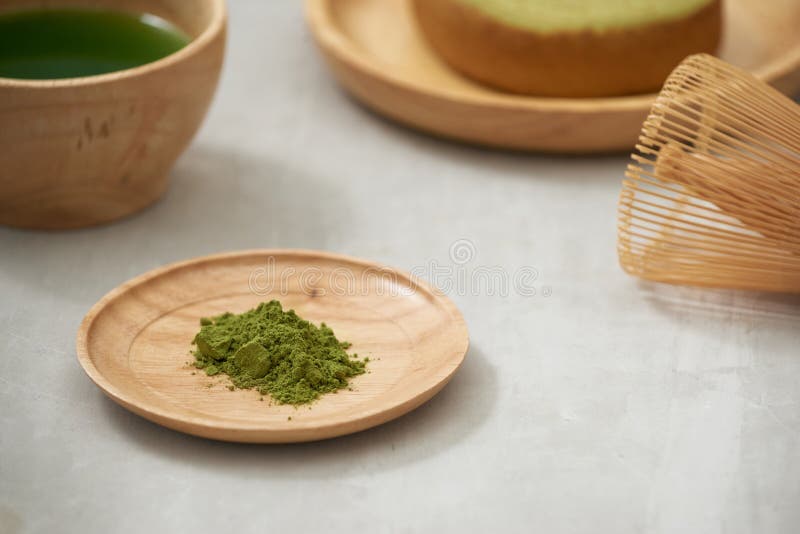 German Cake, Green Tea Baumkuchen with Latte Stock Image - Image of ...
