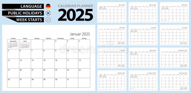 German Calendar 2021 with Numbers in Circles, Week Starts on Sunday ...