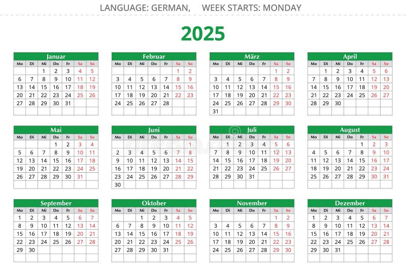 GERMAN Calendar for 2024. Printable, Editable Vector Illustration for ...