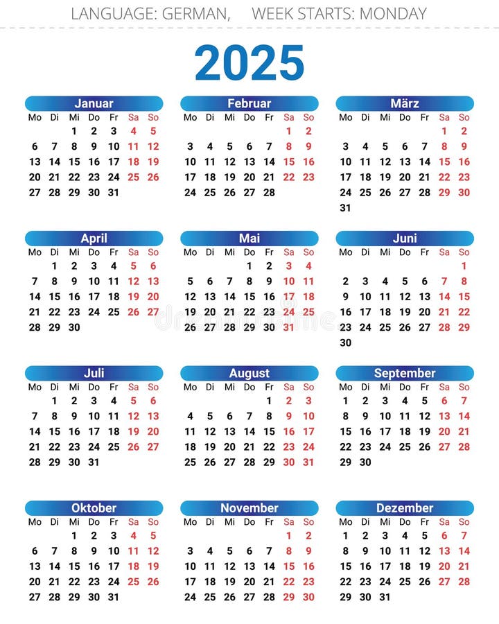 German Calendar 2025: Yearly Planner with Vector Illustrations Germany ...