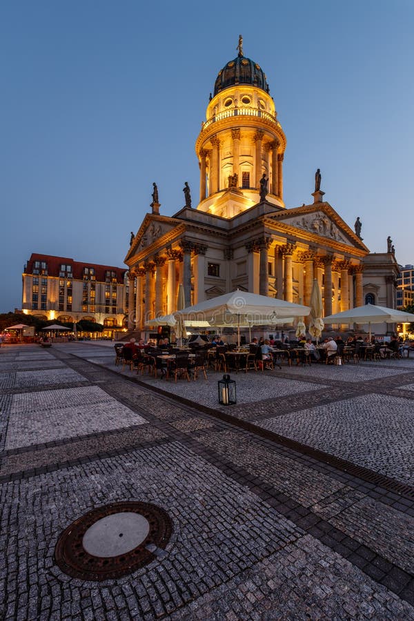 German Cathedral on Gendarmenmarkt Square in the Evening Stock Image ...