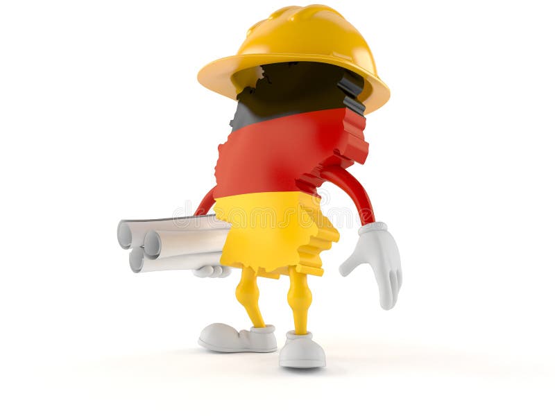 German Character Holding Blueprints Stock Illustration - Illustration ...
