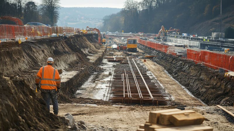 German Construction Worker Engaged in Railway Infrastructure ...