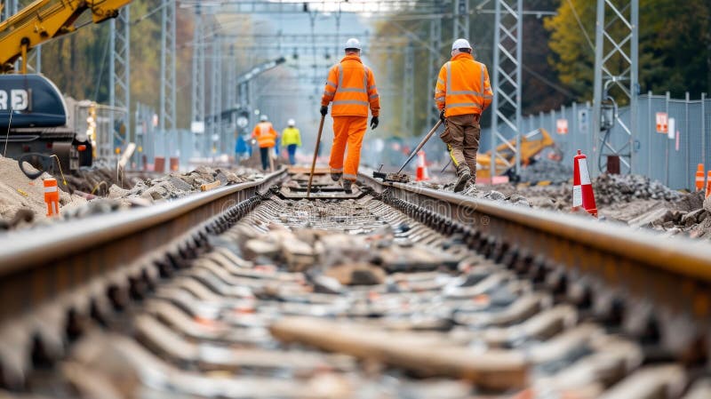 German Construction Worker Laboring on Railway Construction Site for ...