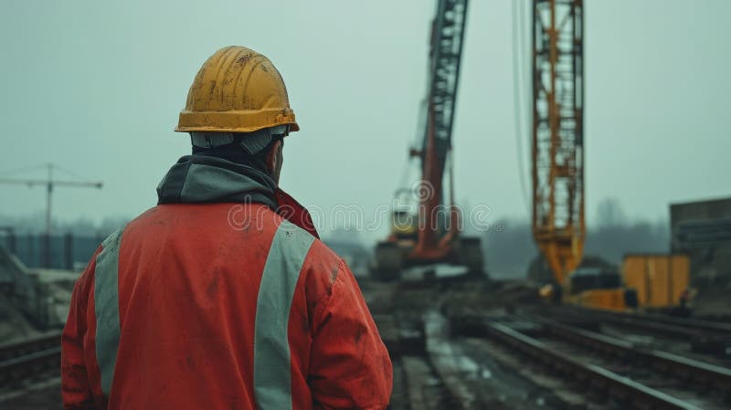German Construction Worker Managing Railway Infrastructure Development ...
