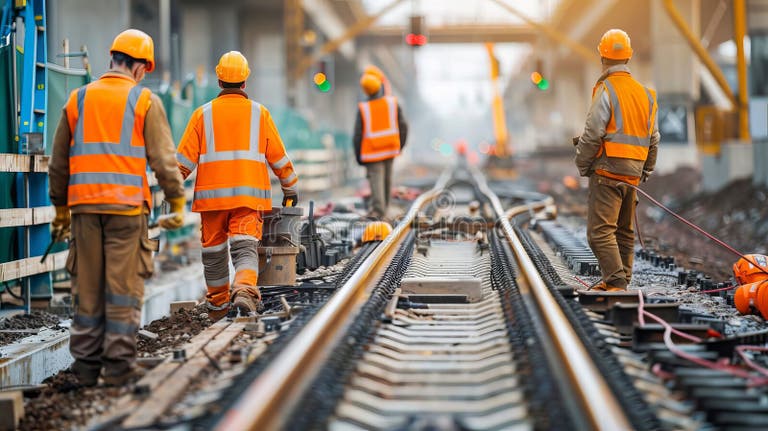 German Construction Worker at Railway Site Engaged in Work on Train ...