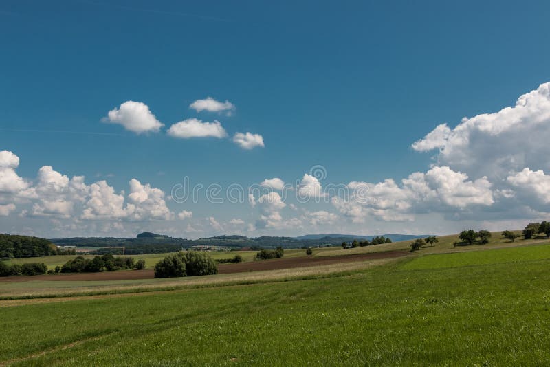 German Countryside with Forests, Fields and Meadows Stock Image - Image ...