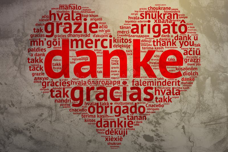 German Danke - Heart Shaped Word Cloud Thanks, on White Stock ...